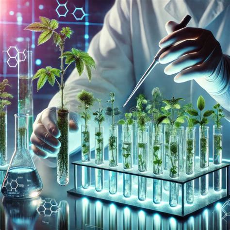 Scientist Cultivating Plants In Test Tubes For Scientific Research And