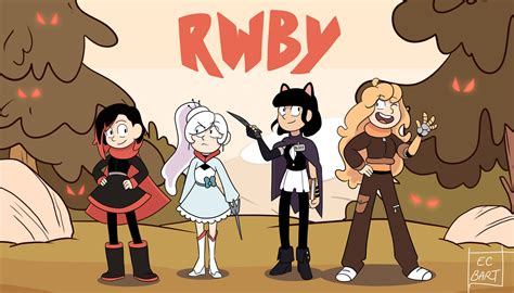 Rwby Ruby Rose Weiss Schnee Blake Belladonna And Yang Xiao Long