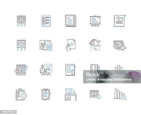 시간표 일정 라인 아이콘 모음입니다 루틴 의제 일정 프로그램 계획 달력 배열 벡터 및 선형 그림 플래너 일정 의제 개요 표지판 세트 다이어리에 대한 스톡 벡터 아트 및 기타