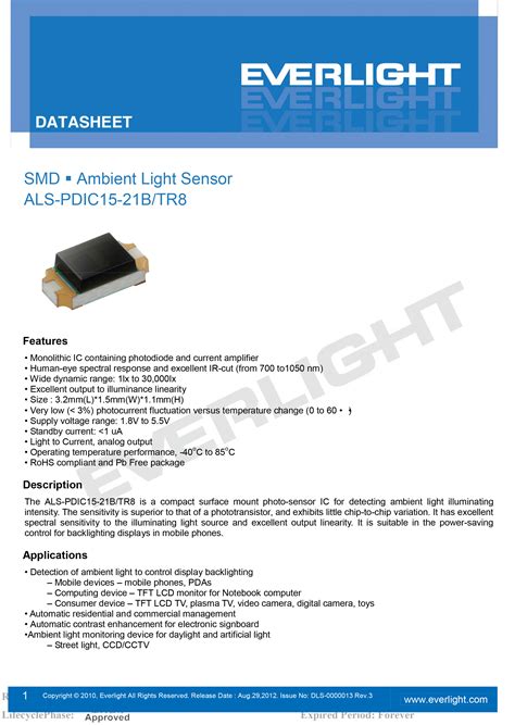 EVERLIGHT SMD 1206 AMBIENT LIGHT SENSOR ALS PDIC15 21B TR8