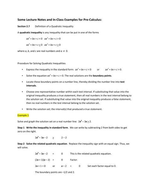Some Lecture Notes And In Class Examples For Pre Calculus