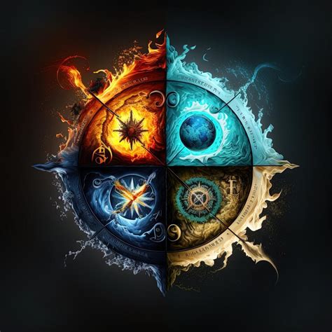 Premium Photo Four Elements Compass Generative Ai Colorful Magical Fantasy Compass Four
