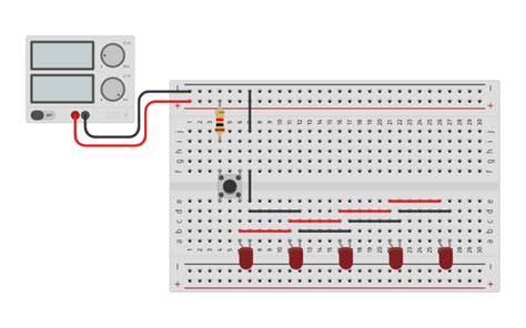 Circuit Design Acionamento De 5 Leds Tinkercad