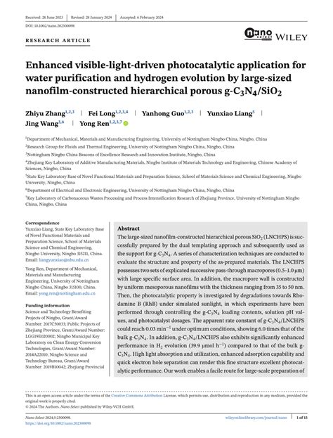 Pdf Enhanced Visible‐light‐driven Photocatalytic Application For