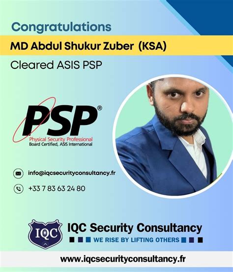 Congratulations To Mohammad Abdul Shukur Zuber Pmp® Psp® On Achieving The Asis Internationals