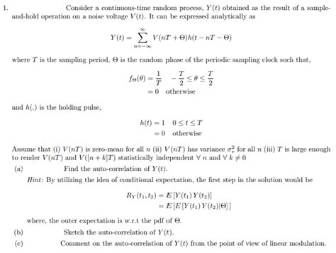 Consider A Continuous Time Random Process Y T Chegg Com