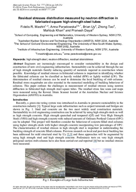 Pdf Residual Stresses Distribution Measured By Neutron Diffraction In