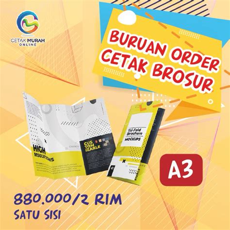 Jual Cetak Brosur A3 1 Sisi 2 Rim 1000 Lbr Art Paper 120 Gr