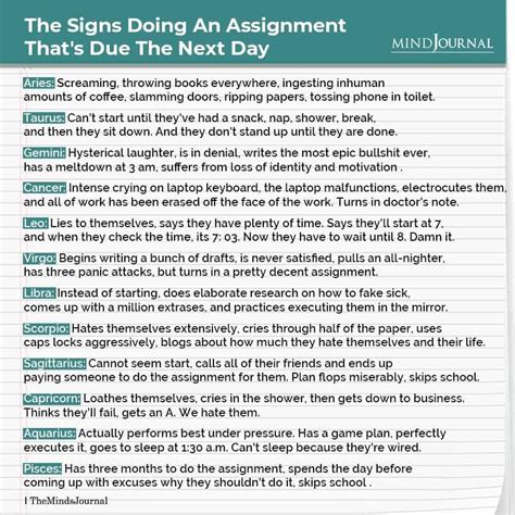 The Signs Doing An Assignment Thats Due The Next Day