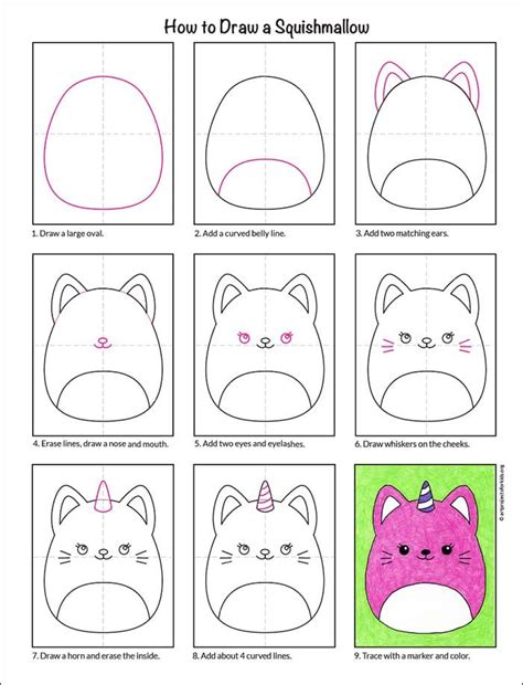 Easy How To Draw A Squishmallow Tutorial And Squishmallow Coloring Page Drawing Base Drawing