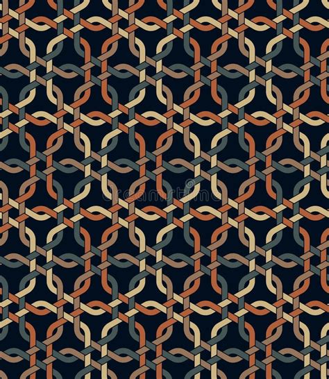 Seamless Pattern With Intersecting Hexagons On A Black Background Knotted Lines Interlocking