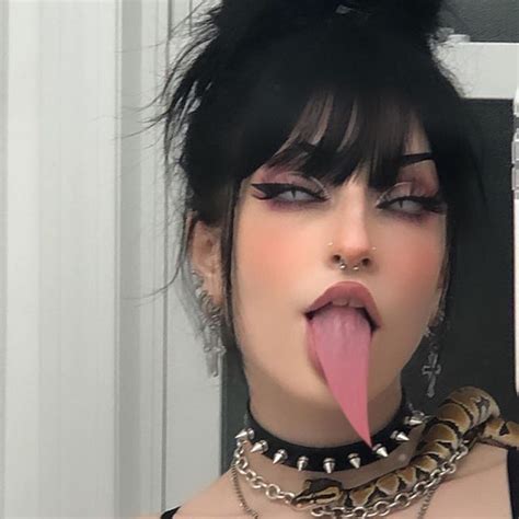 Grunge Goth Girl With Tongue Out Aesthetic Girl Tongue Perfect Red