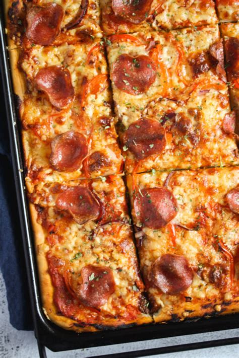 Easy Sheet Pan Pizza The Fast Recipe Food Blog