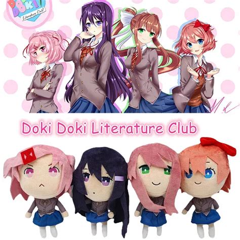 Doki Doki Literature Club Plush Toys Cute Ddlc Sayori Yuri Natsuki Monika Dolls