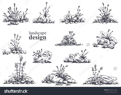 Big Set Handdrawn Stylish Illustrations Trees Stock Vector Royalty Free 1455114758 Shutterstock