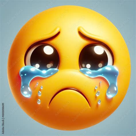 Sad Crying Emoji Crying Emoji With Tears Streaming Down Its Face Stock