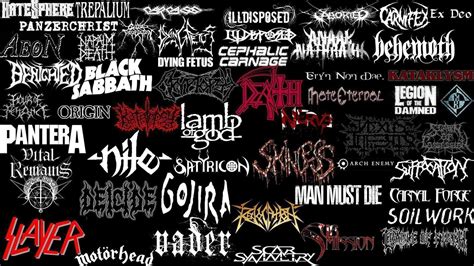 Digital Heavy Metal Band Names Collage Slipknot Slayer Panters Lamb
