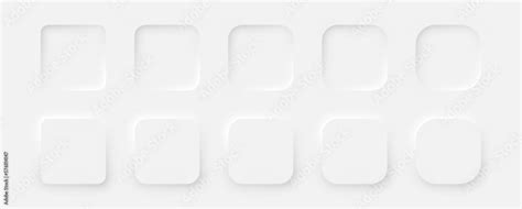 Square Buttons In Neumorphic Style On A White Background A Set Of User
