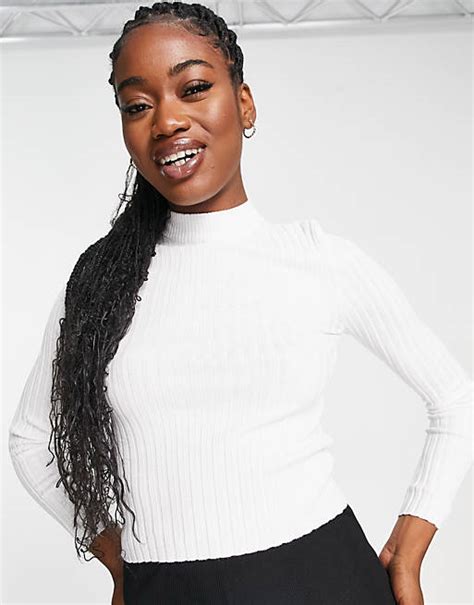 Bershka Roll Neck Sweater In White Asos