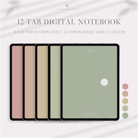 Digital Notebook12 Hyperlinked Tabs For Goodnotes Notability Ipad 4