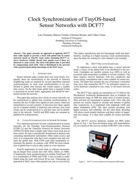 Clock Synchronization Of Tinyos Based Sensor Networks With Dcf77