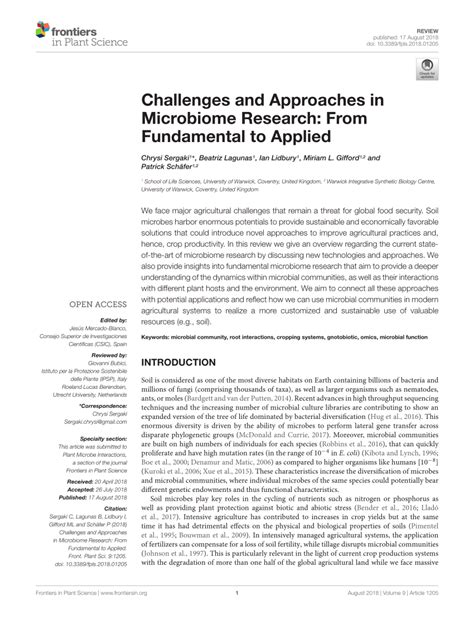 PDF Challenges And Approaches In Microbiome Research From Fundamental To Applied