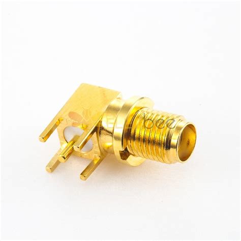 Elecbee Rf Coaxial Connector Standard Sma Jack Right Angle Solder Type For Pcb Mount