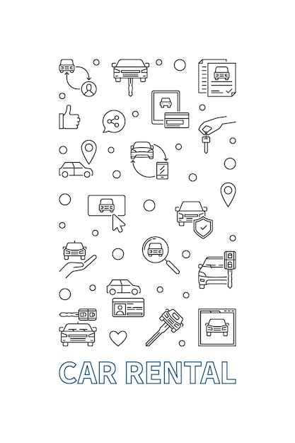 Premium Vector Car Rental Concept Vertical Outline Banner For Hire Agency