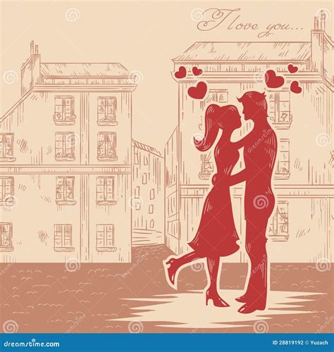 Happy Couple In Love With Hearts Stock Vector Illustration Of