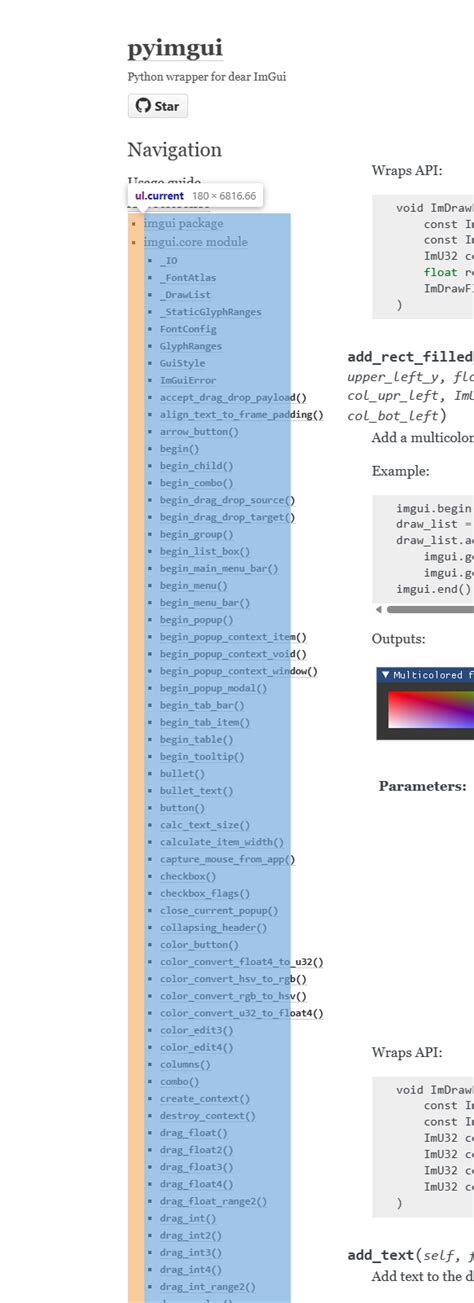 Docs Sidebar Is Not Scrollable Issue 337 Pyimgui Pyimgui GitHub