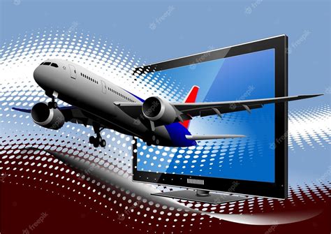 Premium Vector Blue Dotted Background With Flat Computer Monitor With