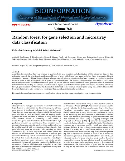 pdf random forest for gene selection and microarray data classification