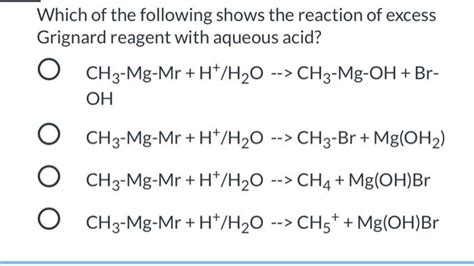 Solved Which Of The Following Shows The Reaction Of Excess