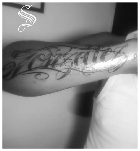 Gonzalez In Cursive Tattoos