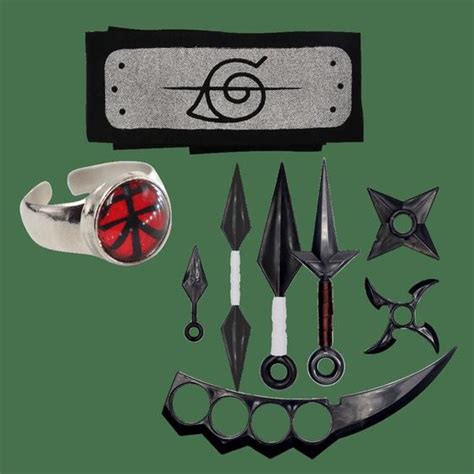 Bandana Akatsuki Itachi Anel Fontes Termais Kit Kunais Ninja Naruto Fantasias para Crianças