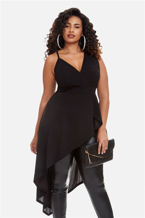 Plus Size Avery Asymmetrical Hi Low Peplum Top Plus Size Peplum