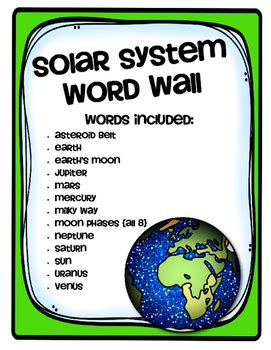Solar System Vocabulary List