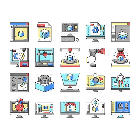 3d Modelling Software And Device Icons Set Vector 19541327 Vector Art At Vecteezy