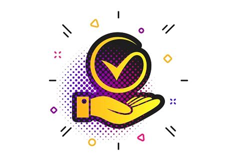 진드기와 손 기호 손바닥은 체크 마크 기호를 보유하고 있습니다 벡터 고급에 대한 스톡 벡터 아트 및 기타 이미지 고급 라벨