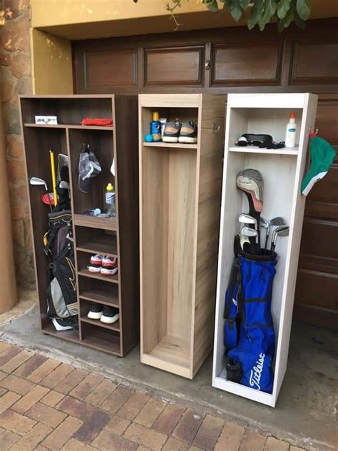 Rustic Wooden Lockers With Golf Equipment Golf Cabinet Golf Closet