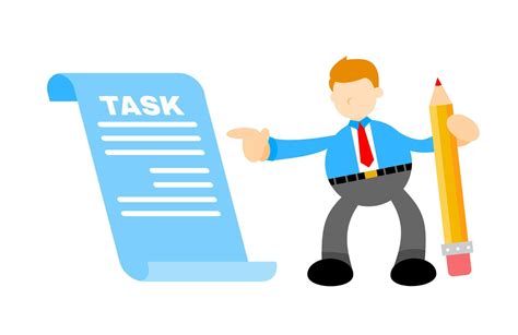 Man With Task Paper And Pencil 50412220 Vector Art At Vecteezy