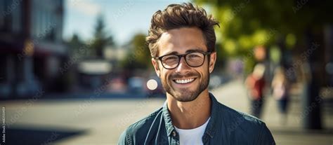In His Casual Outdoor Lifestyle Portrait A Young Adult Caucasian Man