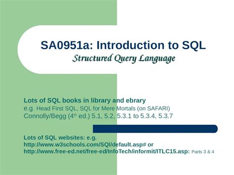 ppt structured query language sa0951a introduction to sql structured