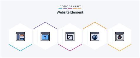 Website Element 25 Filledline Icon Pack Including Stop Url App Link
