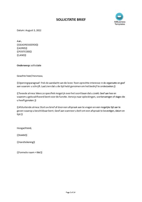 Gratis Sollicitatiebrief Template Word