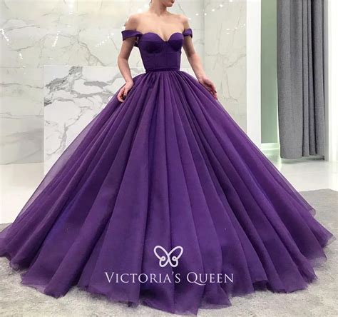Purple Tulle Sweetheart Off The Shoulder Ball Gown Vq