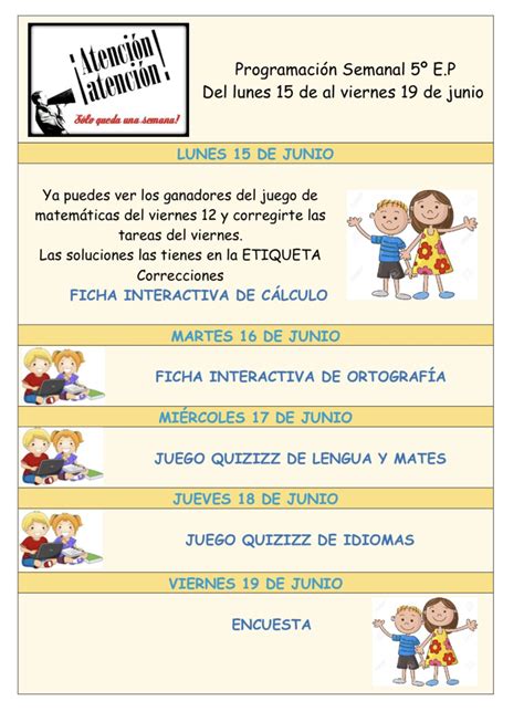 Los Quintos ProgramaciÓn Semanal Del 15 Al 19 De Junio