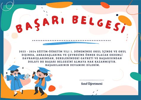 1 Dönem Başarı Belgesi Örnekleri