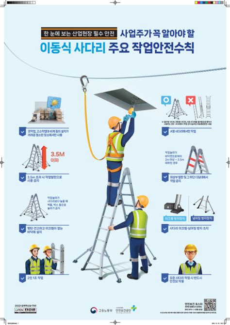 한 눈에 보는 이동식사다리 주요 작업안전수칙 포스터 안전보건 자료실 주한국안전보건기술원