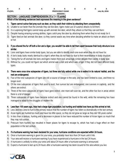 Analysis Of An English Proficiency Exam Containing Reading